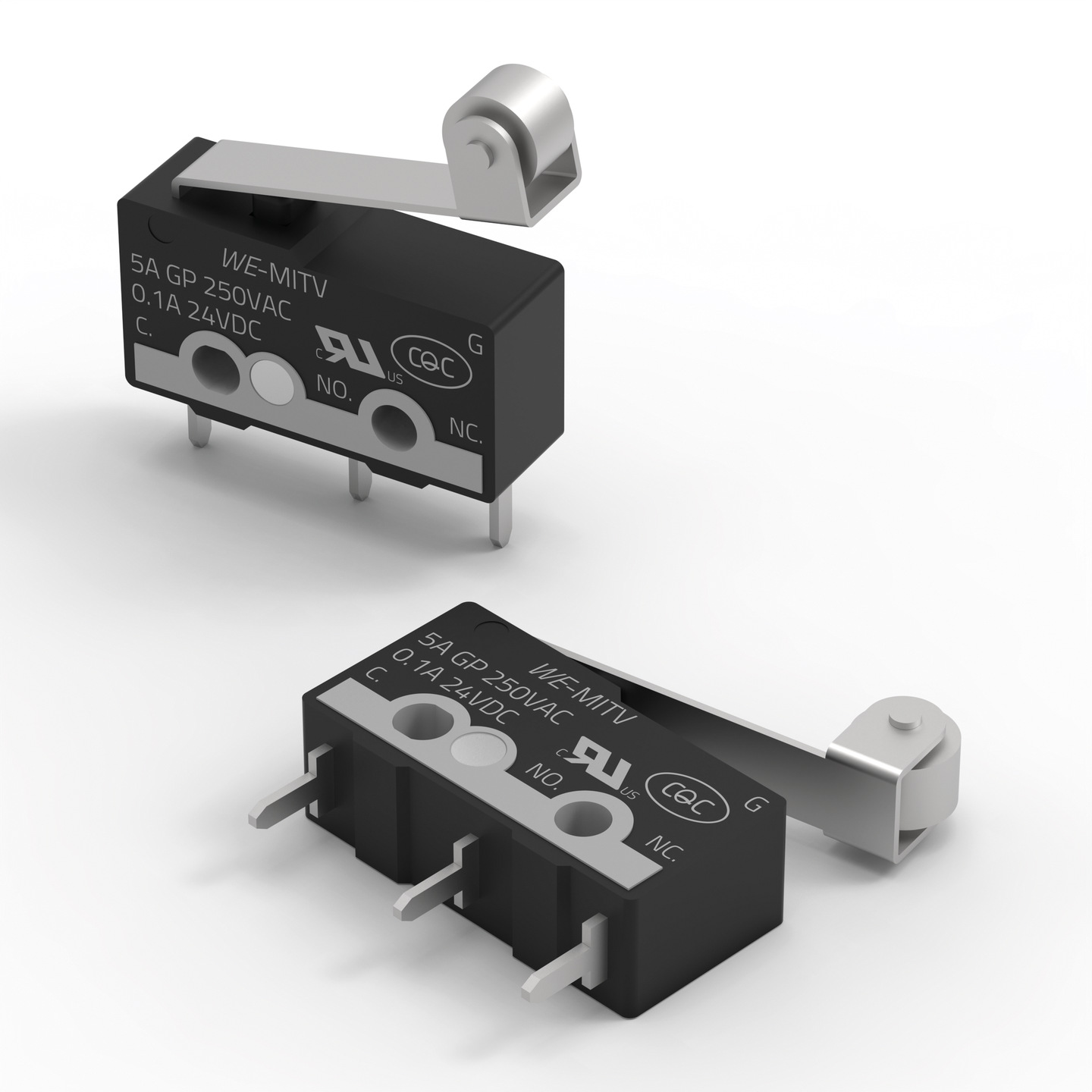 WS-MITV THT Terminal with Roller Lever Micro Switch, 19.8 x 6.4mm | Elektromechanische ...